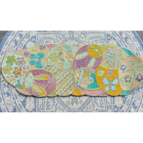 Pier 1 | Holiday | Pier Beaded Floral Butterfly Bunny Table Runner ...